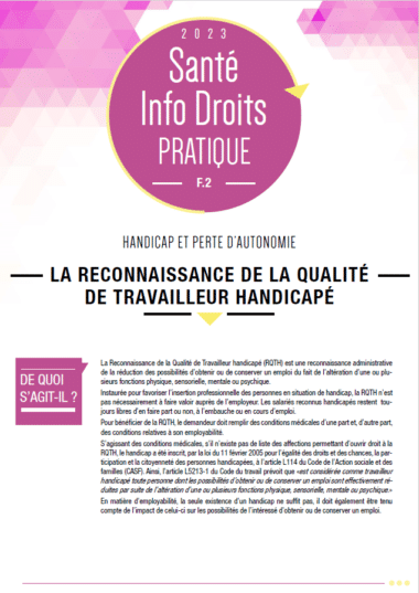 F.2 La Reconnaissance de la qualité de travailleur handicapé - France ...